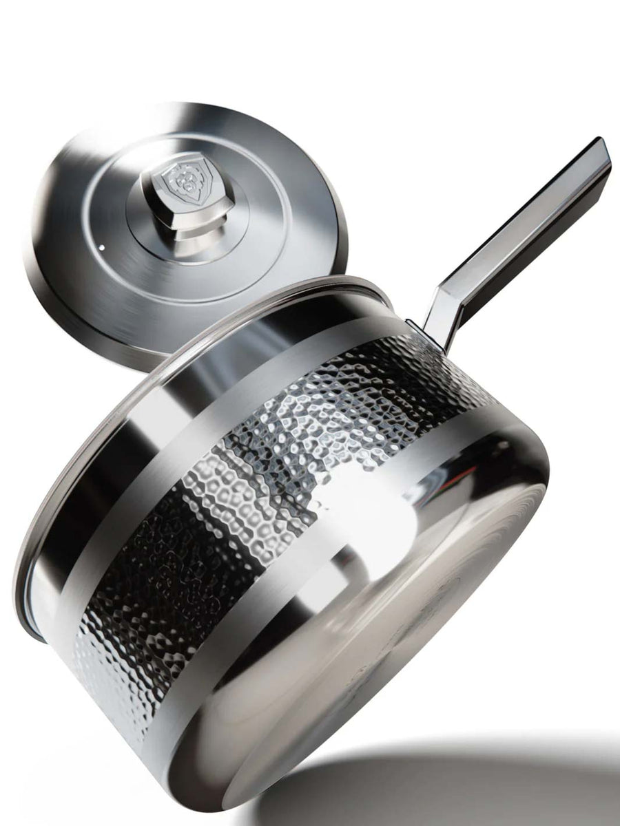 3 Quart Stock Pot Hammered Finish Silver